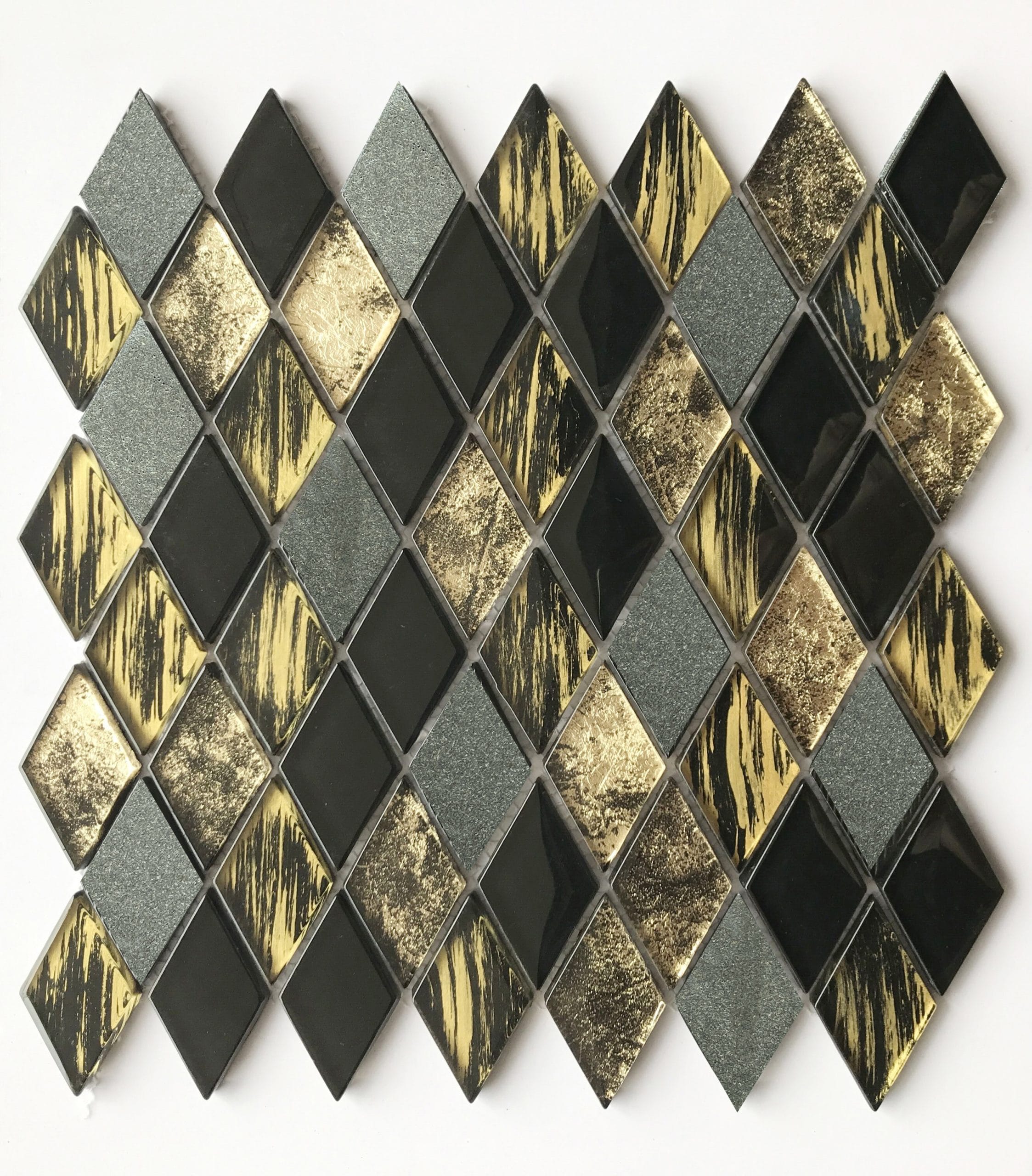 Luxury Black Rhombus Diamond Shape Glass Mosaic – Sino-building